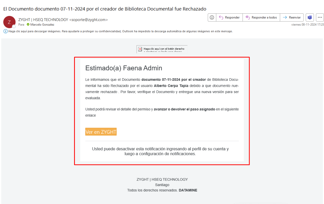 Gestión de Documentos Rechazados en la Biblioteca Documental