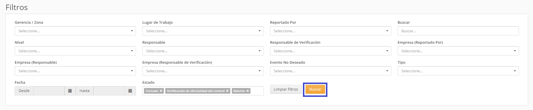 ¿Cómo realizar búsqueda de hallazgos con los filtros en Datatable?