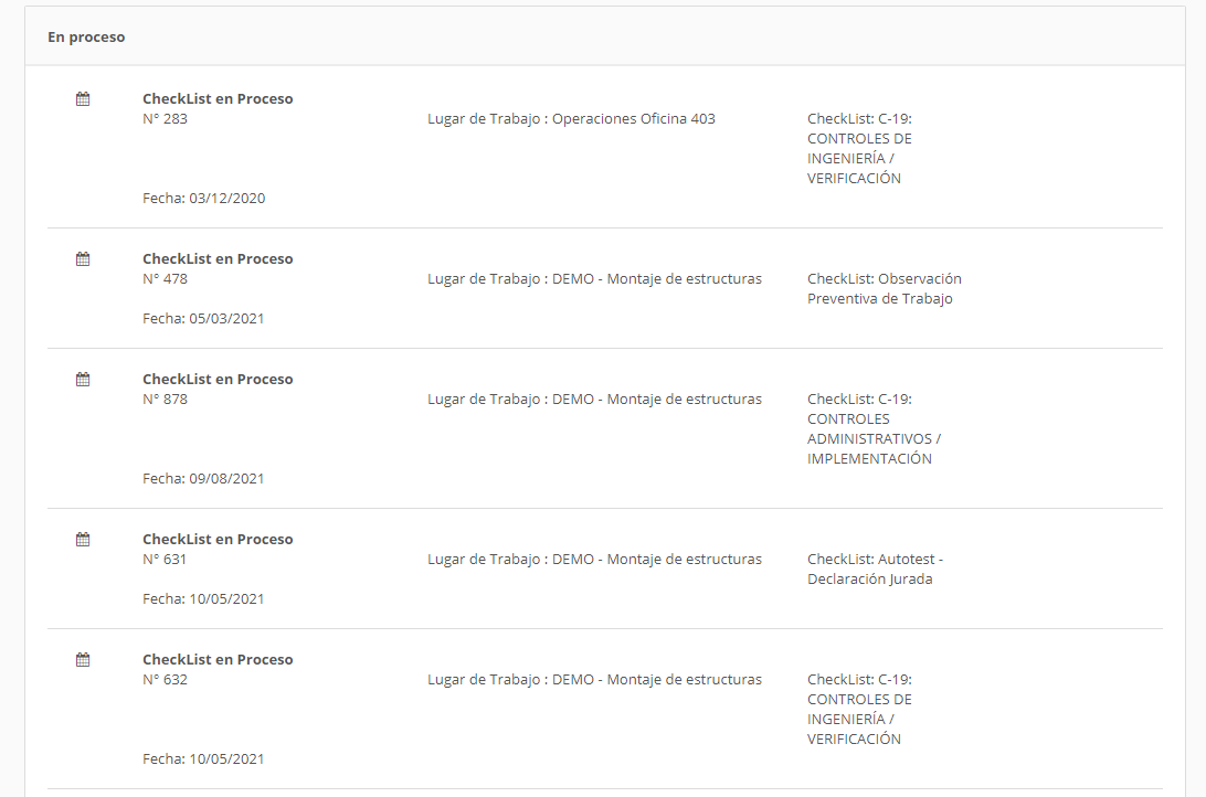 ¿Cómo colocar una lista de verificación en proceso?